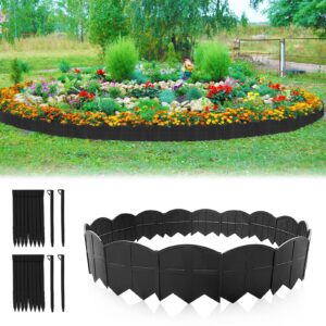 vashly garden edging border, 20pcs garden landscape edging borders, plastic garden fence edging, interlocking landscaping edging, flexible lawn edging flower bed border, for outdoor patio pathway