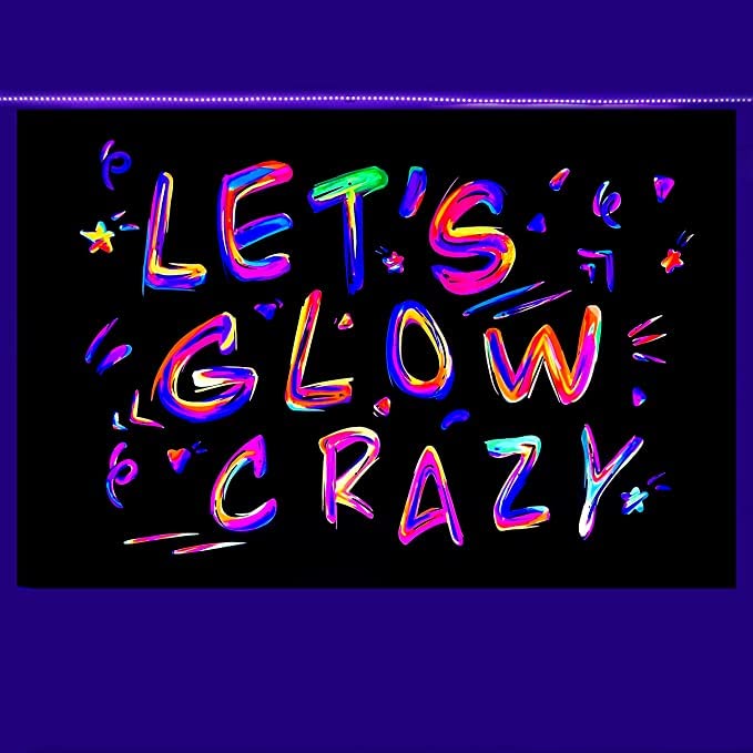 Ralxion Glow in The Dark Party Supplies Neon Party Backdrop Glow Party Supplies and Decorations Happy Birthday Let's Glow Crazy Backdrop Blacklight Reactive (Let's Glow Crazy, 6.5 x 5 ft)