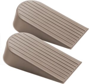 big rubber door stoppers 2 packs heavy duty wedge door stop for all floors 1.9 inches non-scratching doorstops special for home office school hotel heavy door (brown)