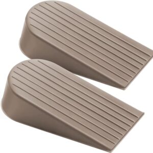 Big Rubber Door Stoppers 2 Packs Heavy Duty Wedge Door Stop for All Floors 1.9 Inches Non-Scratching Doorstops Special for Home Office School Hotel Heavy Door (Brown)