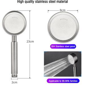 High-pressure shower head with handheld, 304 stainless steel shower head with 78" long hose and extra wall bracket，all metal small hand held detachable bathroom shower heads (silver white)