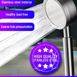 High-pressure shower head with handheld, 304 stainless steel shower head with 78" long hose and extra wall bracket，all metal small hand held detachable bathroom shower heads (silver white)