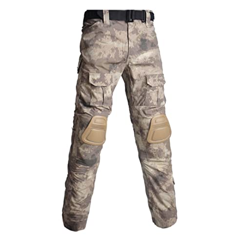 Hcclijo Men Combat Knee Tactical Military Army Trousers Hiking Camouflage Pants Ruin Gray XL