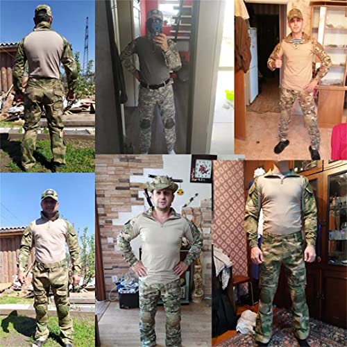 Hcclijo Men Combat Knee Tactical Military Army Trousers Hiking Camouflage Pants Ruin Gray XL