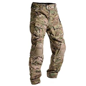 Hcclijo Men Combat Knee Tactical Military Army Trousers Hiking Camouflage Pants Ruin Gray XL