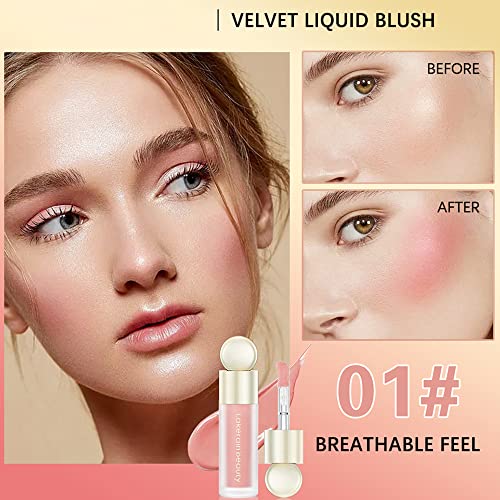 Mysense Liquid Blush, Silky Cream Blush Stick for Cheek Soft Pinch, Matte Blush Makeup Natural-Looking, Weightless, Long-Lasting, 01# Bliss-Baby Pink