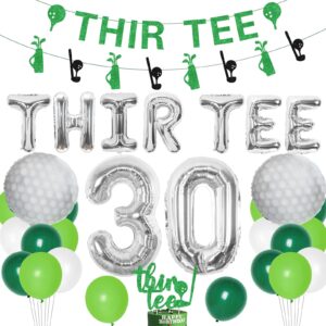 kreat4joy golf 30th birthday decorations, 30th birthday decorations for men, thir-tee birthday banner cake topper glitter, golf ball foil balloons for 30th golf sports theme birthday party decorations