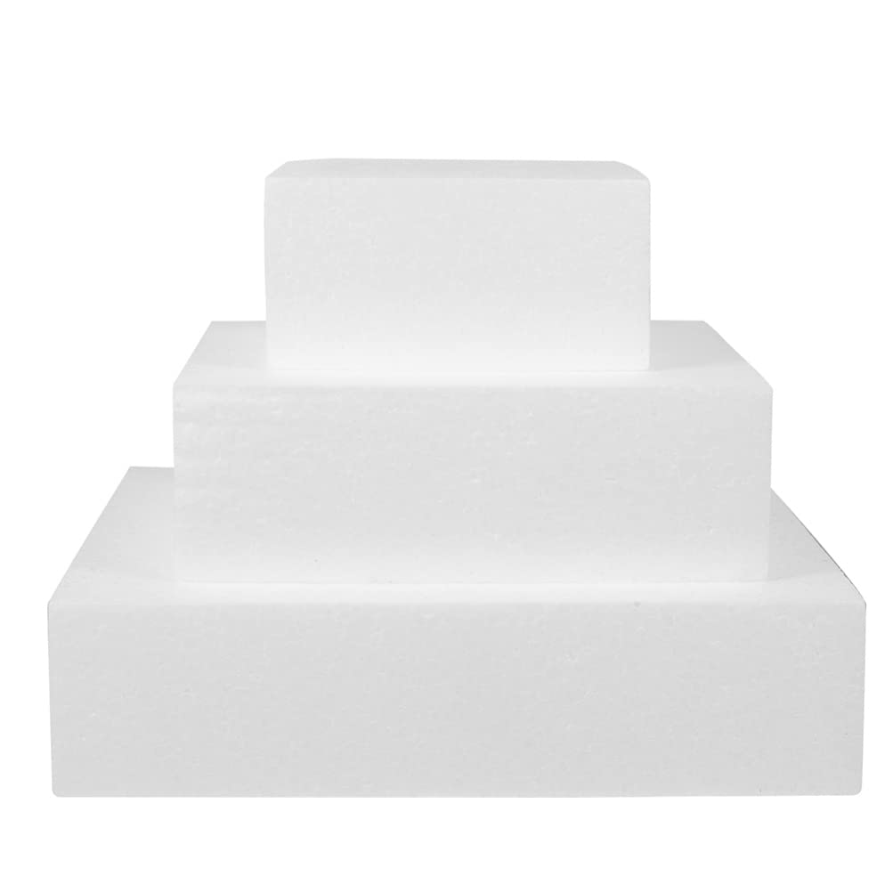 Kichvoe 3pcs Foam Cake Model Craft Foam Block Cake Practice Cake Tier Polystyrene Cake Cupcake Holders Cupcakes Party Accessories Paper Cup To Rotate White Self Made