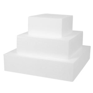 Kichvoe 3pcs Foam Cake Model Craft Foam Block Cake Practice Cake Tier Polystyrene Cake Cupcake Holders Cupcakes Party Accessories Paper Cup To Rotate White Self Made