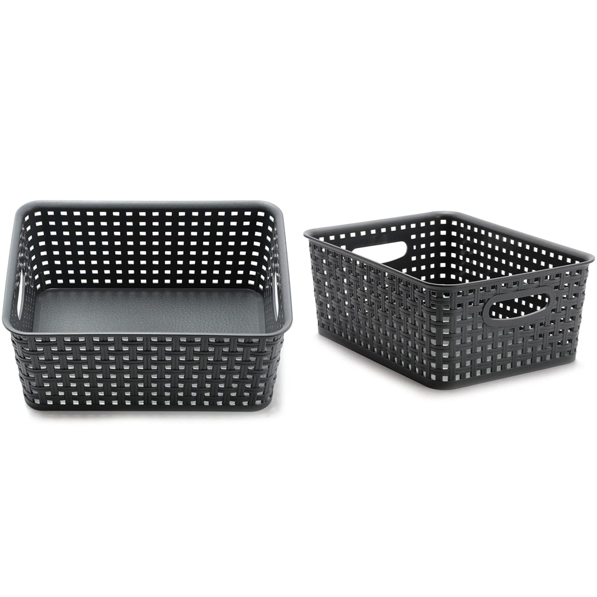 Pack of 8 Open Storage Bins Plastic Knit Storage Box Baskets Rectangle Shelf Basket Organization Organizers with handles