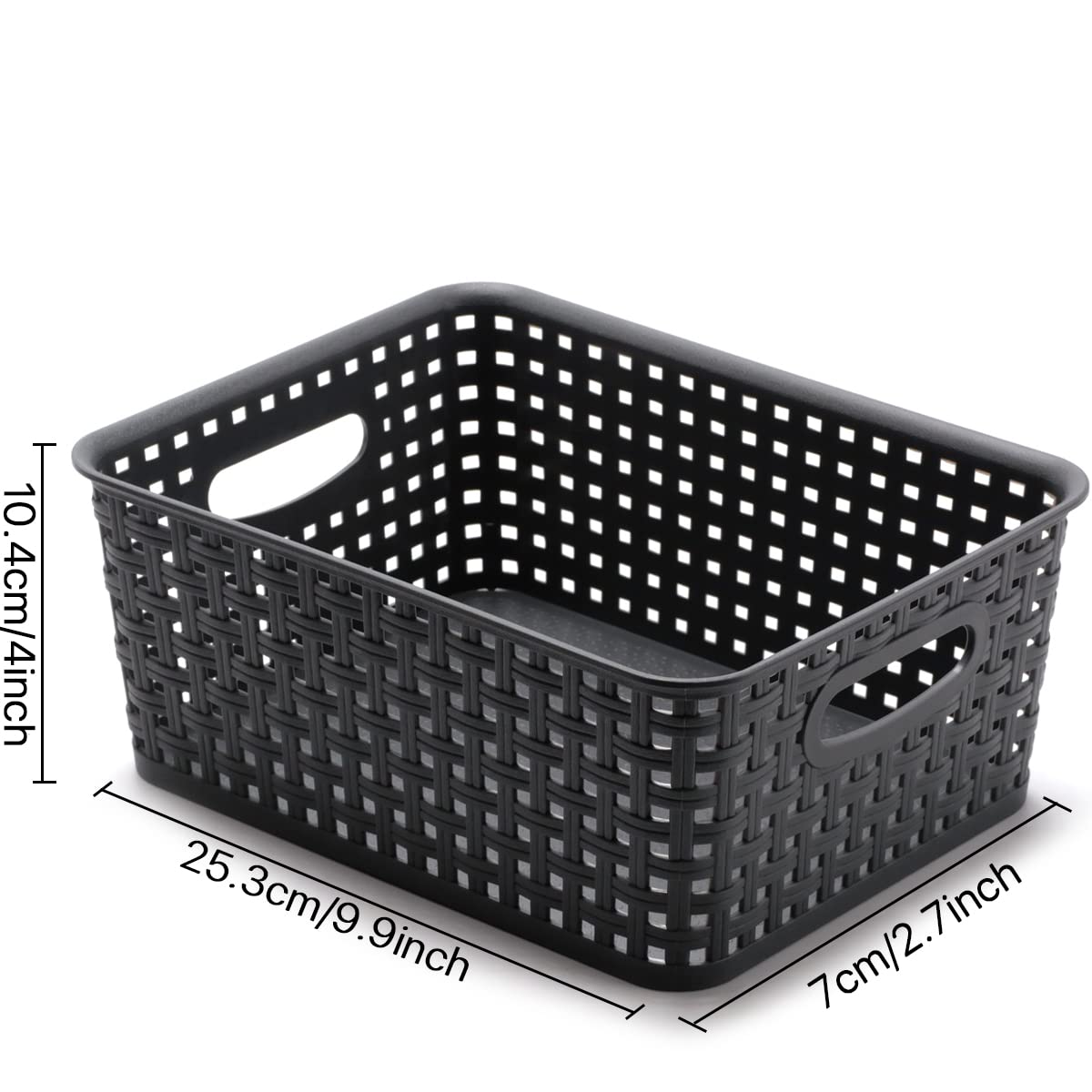 Pack of 8 Open Storage Bins Plastic Knit Storage Box Baskets Rectangle Shelf Basket Organization Organizers with handles