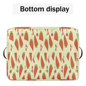 Fabric Storage Bins Watermelon Seed Cherry Small Shelf Basket With Handles Decorative Cubes Box Organizer Containers for Shelves Home Office Decor