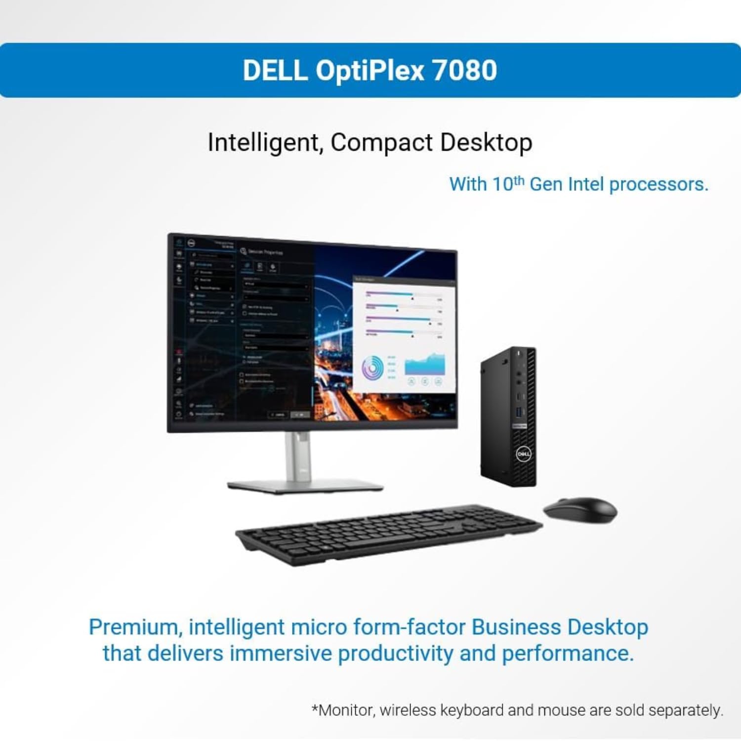 Dell OptiPlex 7080 Micro Form Factor Mini Business Desktop, Intel Core i5-10500T Processor, 16GB RAM, 256GB PCIe SSD, RJ45, DisplayPort, Wi-Fi 6, Windows 11 Pro