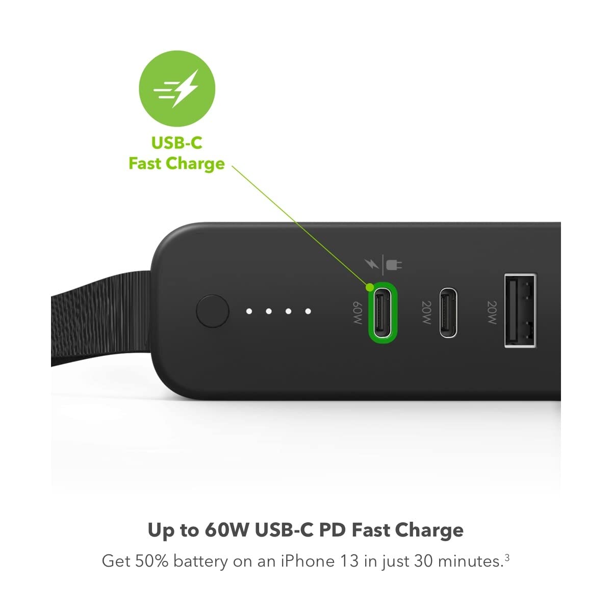 mophie powerstation pro AC (2023)-27,000 mAh External Battery compatbile With MacBook&iPad Portable PD battery with 100W of AC&60W USB-C Fast Charge integrated carry strap-USB-C cable included, Black