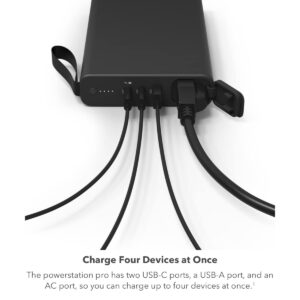 mophie powerstation pro AC (2023)-27,000 mAh External Battery compatbile With MacBook&iPad Portable PD battery with 100W of AC&60W USB-C Fast Charge integrated carry strap-USB-C cable included, Black