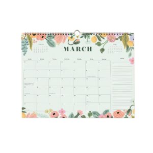 RIFLE PAPER CO. 2024 Appointment Calendar | 12 Month Dated Calendar, Space for Daily Engagement and Monthly Notes, Double Spiral with Center Notch for Easy Hanging (12" L x 16" W), Blossom