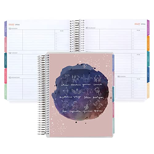 7" x 9" Academic 12 Month Planner Spiral Bound (July 2023 - June 2024) - Astrology Cover + Colorblends Theme. Pages for Class Schedule, Projects & Exams. 80 lb. Thick Paper - Erin Condren