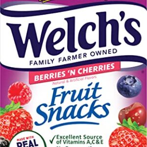 Welch's Fruit Snacks, Berries 'n Cherries, Perfect for School Lunches, Gluten Free, Bulk Pack, Individual Single Serve Bags, 0.8 oz (Pack of 40)