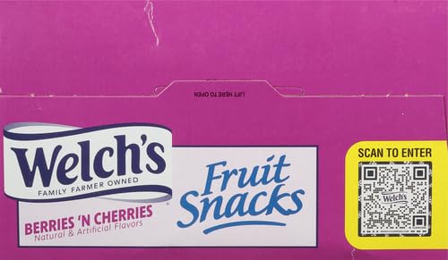 Welch's Fruit Snacks, Berries 'n Cherries, Perfect for School Lunches, Gluten Free, Bulk Pack, Individual Single Serve Bags, 0.8 oz (Pack of 40)