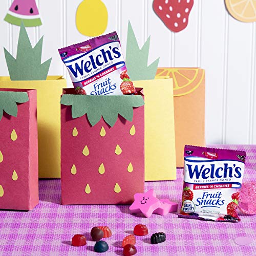 Welch's Fruit Snacks, Berries 'n Cherries, Perfect for School Lunches, Gluten Free, Bulk Pack, Individual Single Serve Bags, 0.8 oz (Pack of 40)