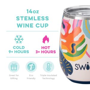 Swig 14oz Wine Tumbler | Insulated Wine Tumbler with Lid, Dishwasher Safe, Stainless Steel Wine Tumblers for Women, Insulated Wine Cups, Outdoor Wine Glasses, Travel Wine Glass (Calypso)