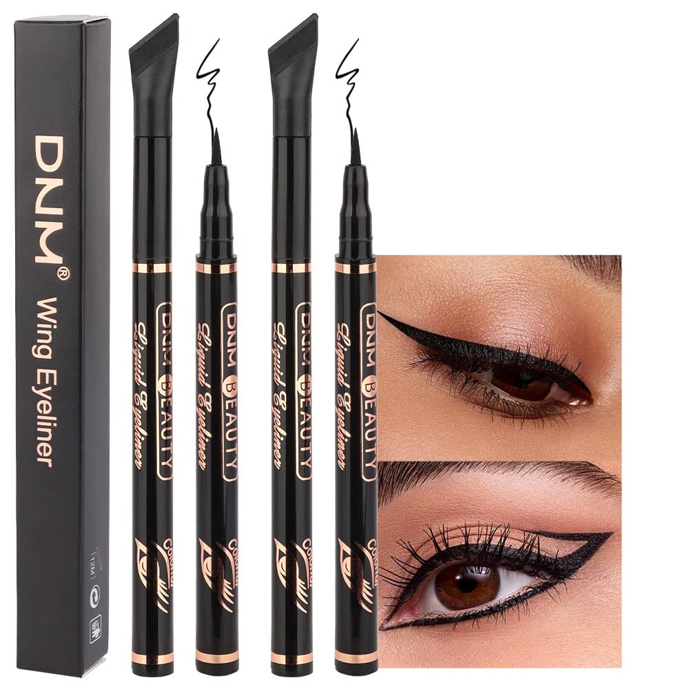 Kaely 2Pcs Black Liquid Wing Eyeliner Stamp Eye Pencil Makeup Sets Waterproof Color Eye Liners Stamps Shapes Eyeliner Stencils for Eyes delineador de ojos contra el agua maquillaje para mujer 1&1