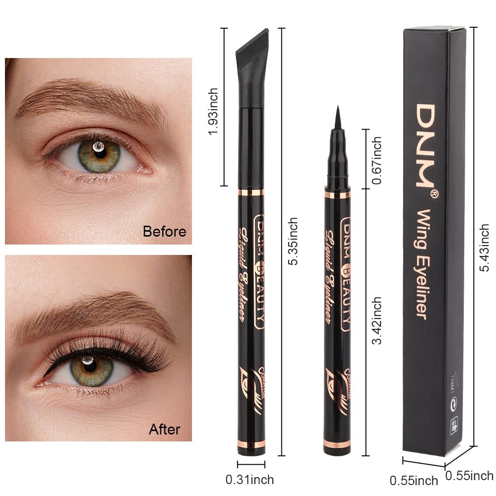 Kaely 2Pcs Black Liquid Wing Eyeliner Stamp Eye Pencil Makeup Sets Waterproof Color Eye Liners Stamps Shapes Eyeliner Stencils for Eyes delineador de ojos contra el agua maquillaje para mujer 1&1