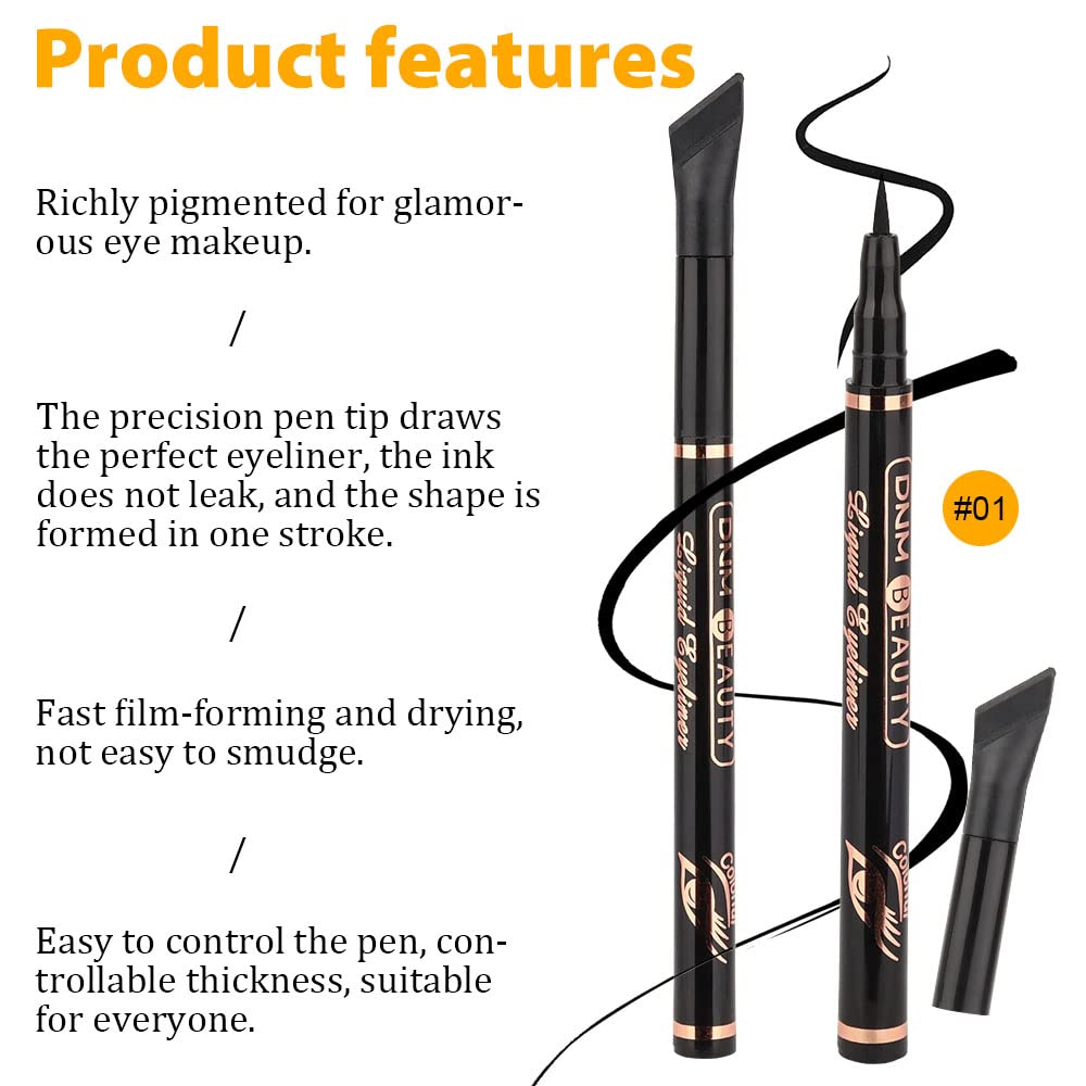 Kaely 2Pcs Black Liquid Wing Eyeliner Stamp Eye Pencil Makeup Sets Waterproof Color Eye Liners Stamps Shapes Eyeliner Stencils for Eyes delineador de ojos contra el agua maquillaje para mujer 1&1