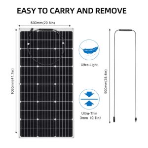 WUZECK Flexible Solar Panel 200W 12V/24V Starter Kit, 2X100W Monocrystalline Solar Panel,20A Charge Controller Power for RVs,Boat,Caravan (200W Solar Panel kit)