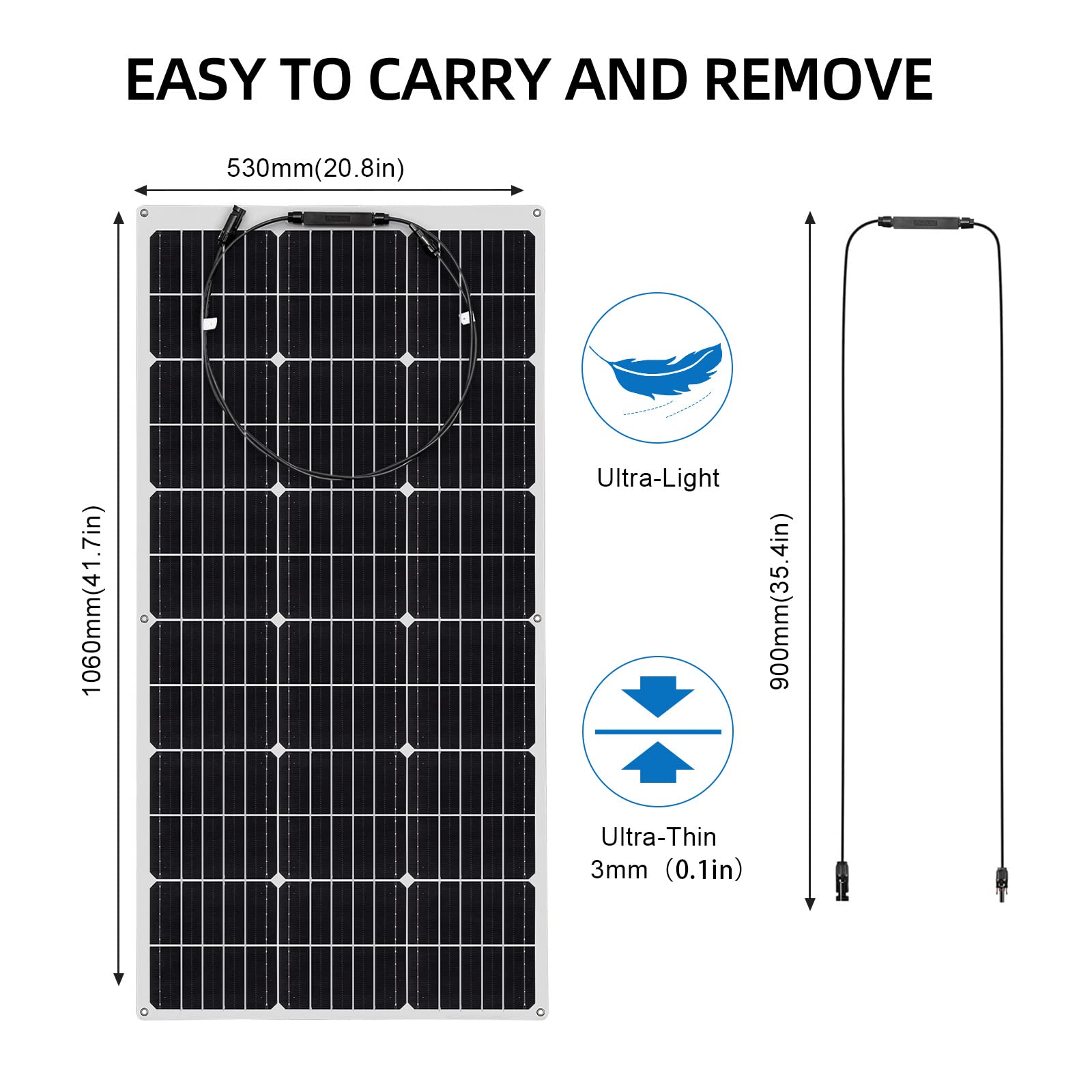 WUZECK Flexible Solar Panel 200W 12V/24V Starter Kit, 2X100W Monocrystalline Solar Panel,20A Charge Controller Power for RVs,Boat,Caravan (200W Solar Panel kit)