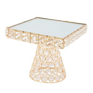 3 Piece Crystal Cake Stands, Gold Round Crystal Cupcake Stand with Square Tray Present Dessert Stands for Wedding Brithday Party Celebration Dessert Display(3Pcs/ Gold Square)