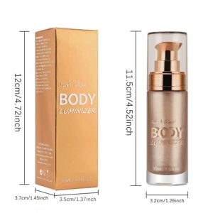 MAEPEOR Body Luminizer 6 Colors Waterproof Smooth Shimmer Face Body Glow Illuminator Non-sticky Liquid Body Highlight Illuminator (30 ML, 05 Champagne Gold)