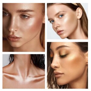 MAEPEOR Body Luminizer 6 Colors Waterproof Smooth Shimmer Face Body Glow Illuminator Non-sticky Liquid Body Highlight Illuminator (30 ML, 05 Champagne Gold)