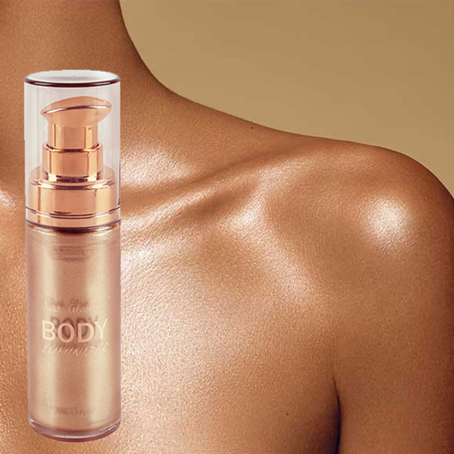 MAEPEOR Body Luminizer 6 Colors Waterproof Smooth Shimmer Face Body Glow Illuminator Non-sticky Liquid Body Highlight Illuminator (30 ML, 05 Champagne Gold)