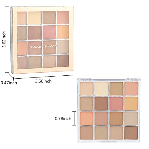 16 Girds Colorful Matte Shimmer Eyeshadow Palette for Eye Makeup,High Pigmented Eye Shadow Primers Powder Palet de sombras de ojos-Matte Nude#