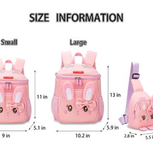 kvcezxu Kids Backpack Cute Bunny School bag and Shoulder Bag 2Pcs Set, Anti-Lost Children Toddler Small Schoolbag BookBag For Boys Girls Pink Small