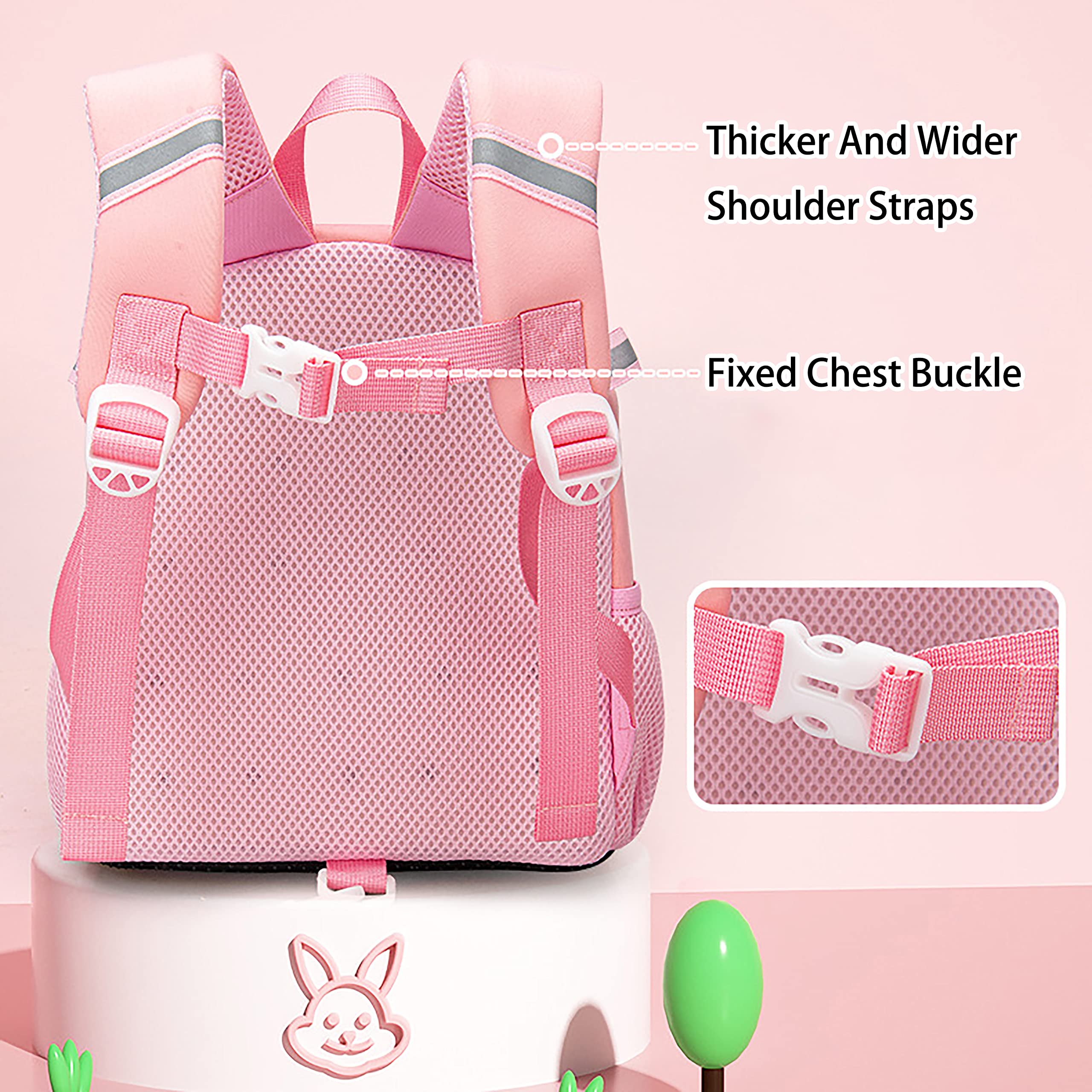 kvcezxu Kids Backpack Cute Bunny School bag and Shoulder Bag 2Pcs Set, Anti-Lost Children Toddler Small Schoolbag BookBag For Boys Girls Pink Small