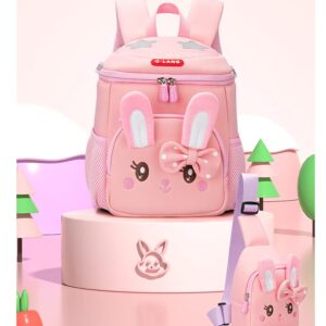 kvcezxu Kids Backpack Cute Bunny School bag and Shoulder Bag 2Pcs Set, Anti-Lost Children Toddler Small Schoolbag BookBag For Boys Girls Pink Small