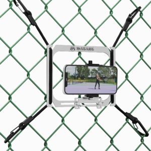 cell phone fence mount for iphone, mevo start, phones, gopro and other action cameras, to a chain link fence for recording baseball,softball and tennis games