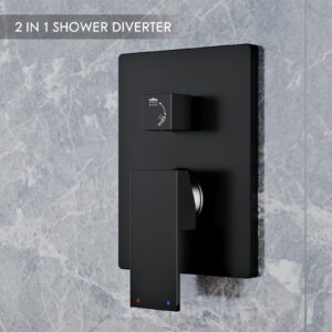 Alesco Shower Faucet Set, Black Shower System with 10-Inch High Pressure Rainfall Shower Head and Handheld Spray, Shower Faucet Include Shower Valve and Trim Kit, Matte Black