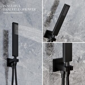 Alesco Shower Faucet Set, Black Shower System with 10-Inch High Pressure Rainfall Shower Head and Handheld Spray, Shower Faucet Include Shower Valve and Trim Kit, Matte Black