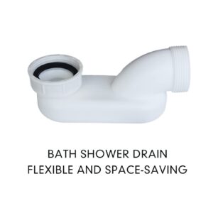 Bathtub Shower Drain Pipe, Low Profile Flat 1 1/2 P Trap Kit, Flexible Freestanding Tub Drain for Bath