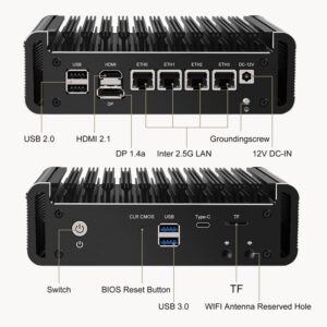 SENSTUN Micro Firewall Appliance, 4 Inter i226-V 2.5Gbe LAN Ports, Fanless Mini PC Celeron N5105 Quad Core, Support AES-NI Barebone Router PC VPN, 8 GB RAM 128 GB SSD