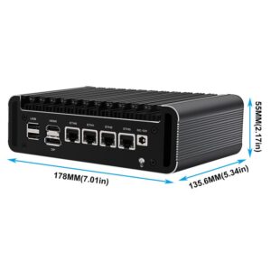 SENSTUN Micro Firewall Appliance, 4 Inter i226-V 2.5Gbe LAN Ports, Fanless Mini PC Celeron N5105 Quad Core, Support AES-NI Barebone Router PC VPN, 8 GB RAM 128 GB SSD