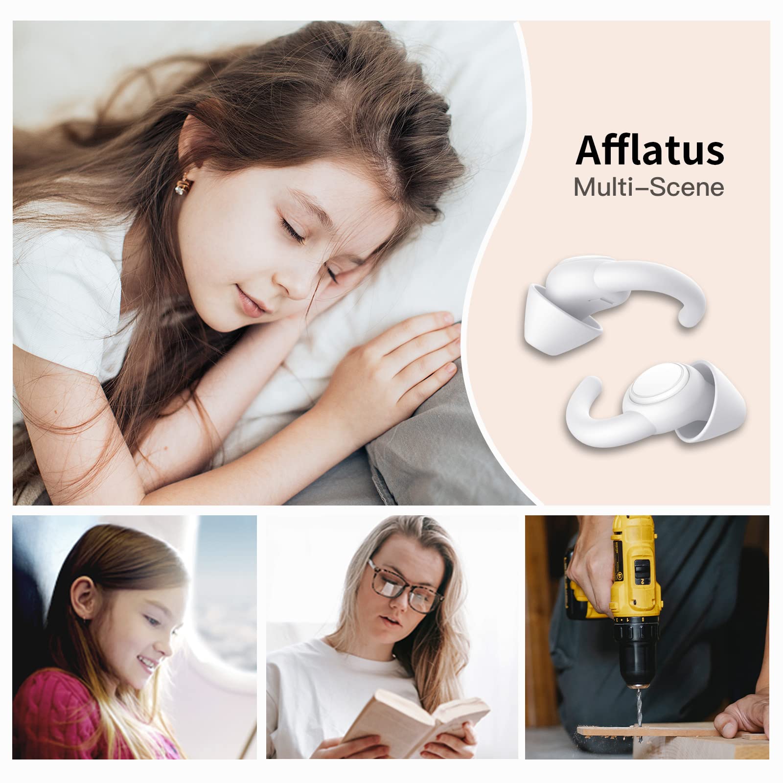 Afflatus Small Ear Plugs Kids (Children Age 10-17) or Adults with Small Ear Canals, Small Earplugs Kids, Noise Reduction, Sleeping, Concerts, Airplane Pressure. (Size S, Pairs*2)