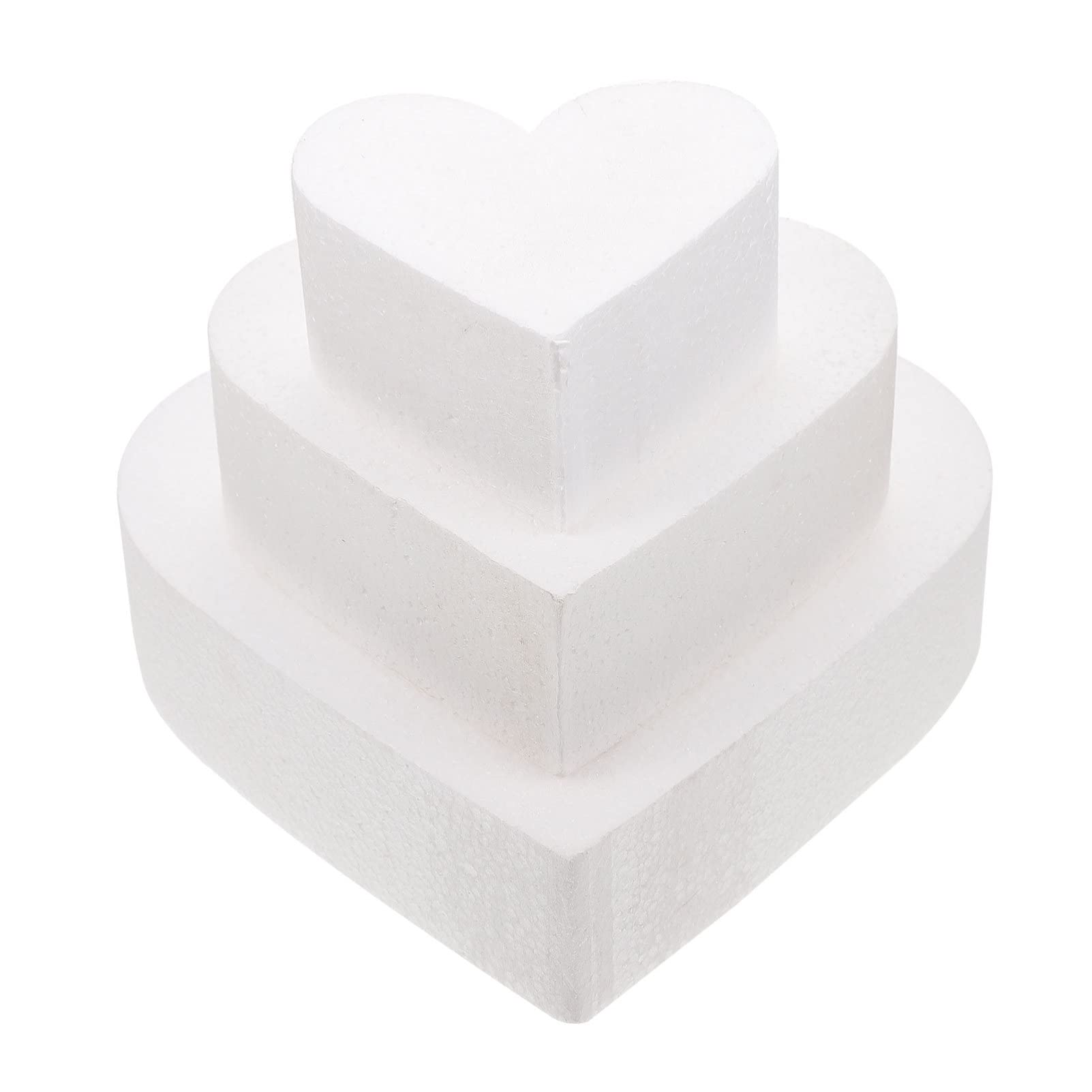 Kisangel Polystyrene Cake Wedding Cake Stand 3Pcs Cake Foams Dummies Heart Shaped Polystyrene Model DIY Cake Modelling for Wedding Arts Crafts Decor Wedding Decor Fake Cake Foam