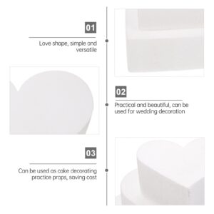 Kisangel Polystyrene Cake Wedding Cake Stand 3Pcs Cake Foams Dummies Heart Shaped Polystyrene Model DIY Cake Modelling for Wedding Arts Crafts Decor Wedding Decor Fake Cake Foam