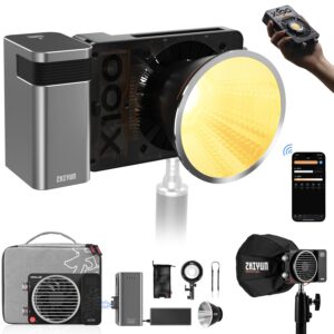 zhiyun molus x100 led video light,portable 100w 2700k-6500k cri 95+ tlci 97+ with bluetooth app brightness control,pro