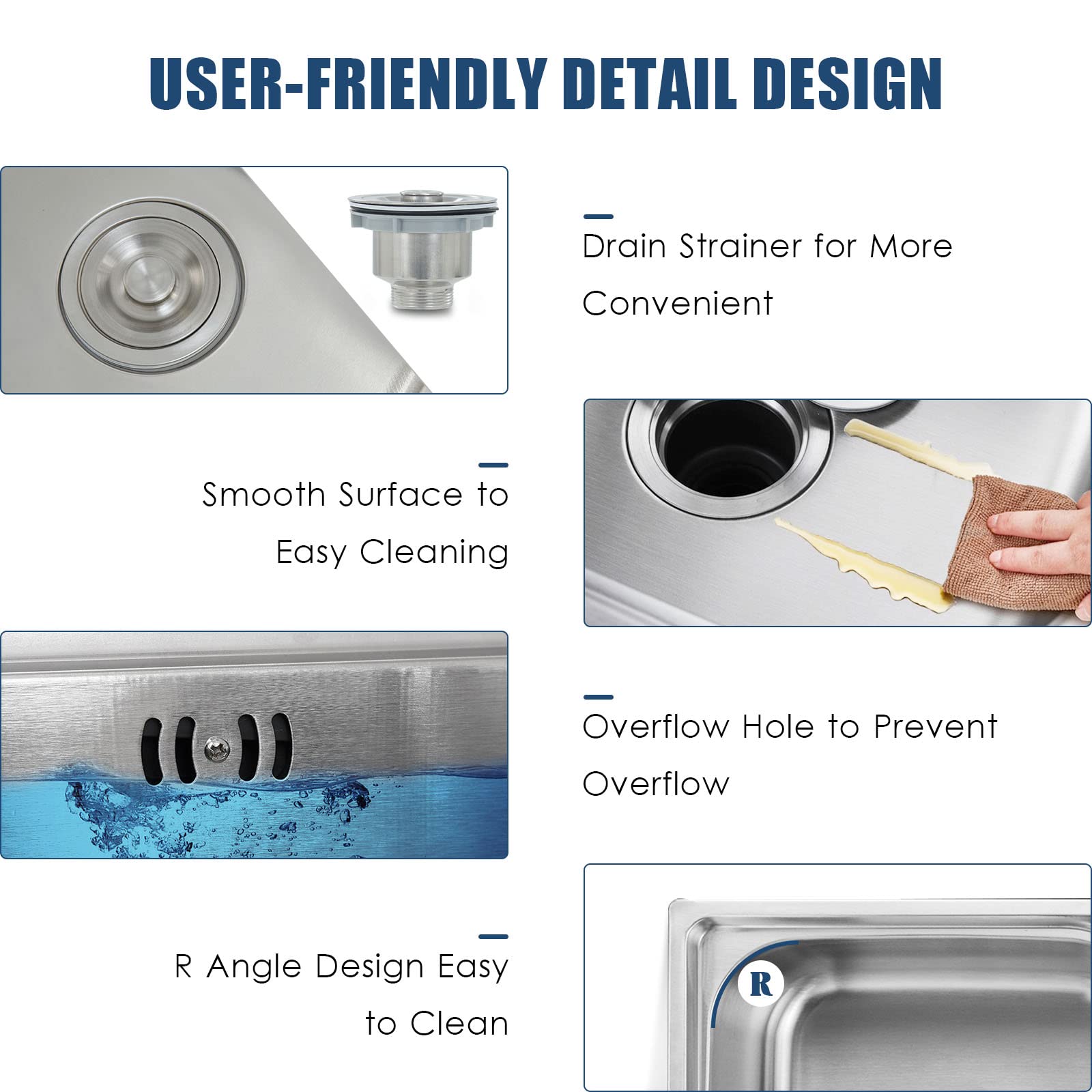 Stainless Steel Utility Sink Single Bowl, Outdoor Garden Sink Freestanding Commercial Restaurant Sink Anti-overflow with Faucet Drain Basket Shelf Towel Bar, for Kitchen, Laundry Room, Garage