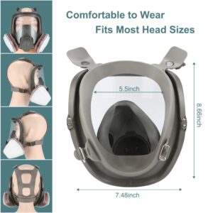 LQSRZH Full Face Respirator Mask Reusable,Full Face Cover Gas Mask with Double Filtration,for Painting,Dust,Carpentry,Welding and Other Work Protection